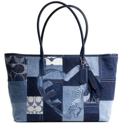 MyLilCoachStore: Coach Poppy Denim Patchwork Sequins Tote 17054