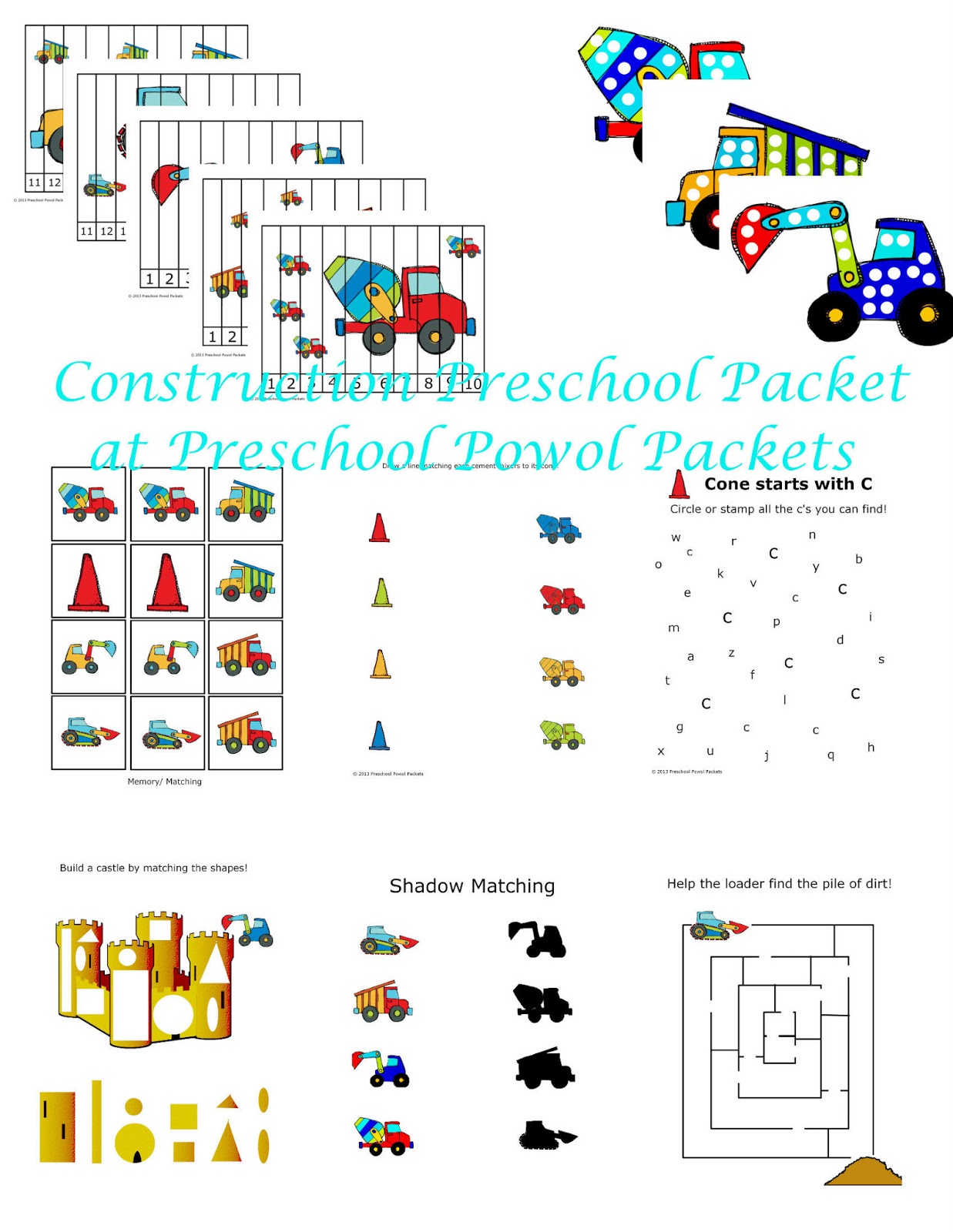 Construction Preschool Packet {3 DAY FREEBIE!!} | Preschool Powol Packets
