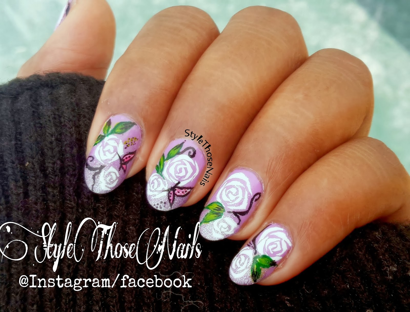 Style Those Nails: Welcome Spring Early !! Free hand Roses Nail Art