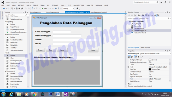 Aplikasi Penjualan dengan VB.net dan MariaDB V1: Membuat Form Data Pelanggan Part 2