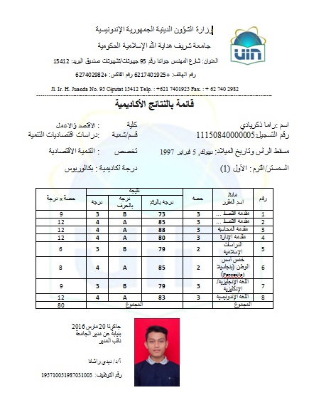 YUK BELAJAR BAHASA ARAB: Contoh Transkrip Nilai