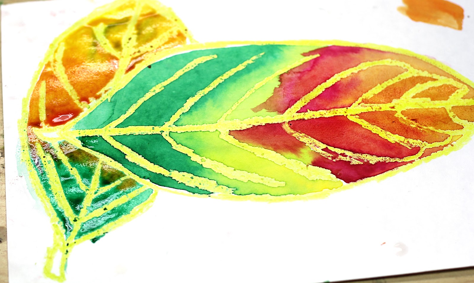 smART Class: Fall Leaves Crayon Resist Paintings
