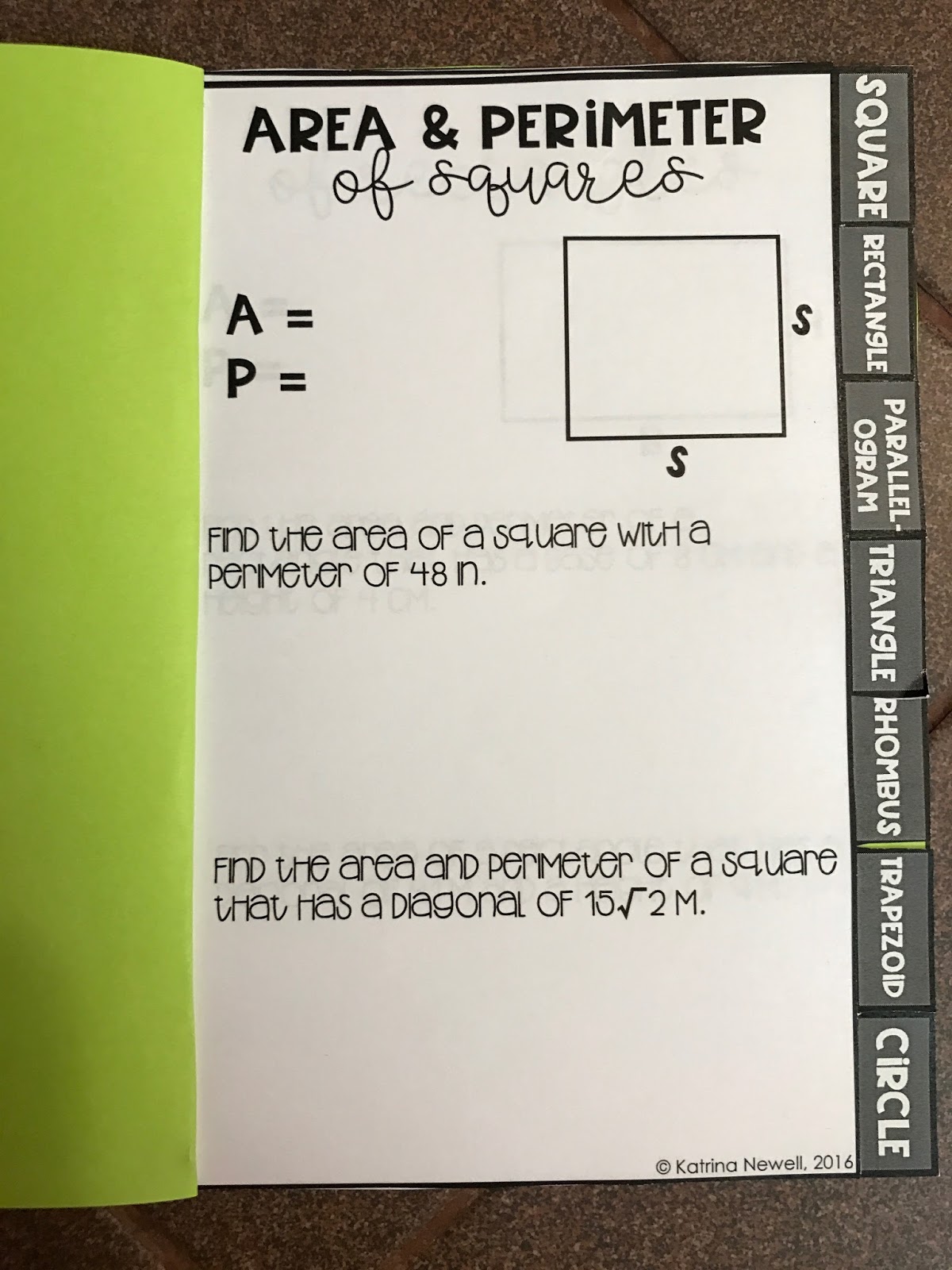 Editable Area and Perimeter Foldable | Mrs. Newell's Math