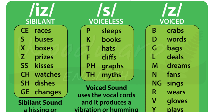 Castro-SanMiguel's English Corner: Pronunciation of /-s/ (plurals, 3rd ...