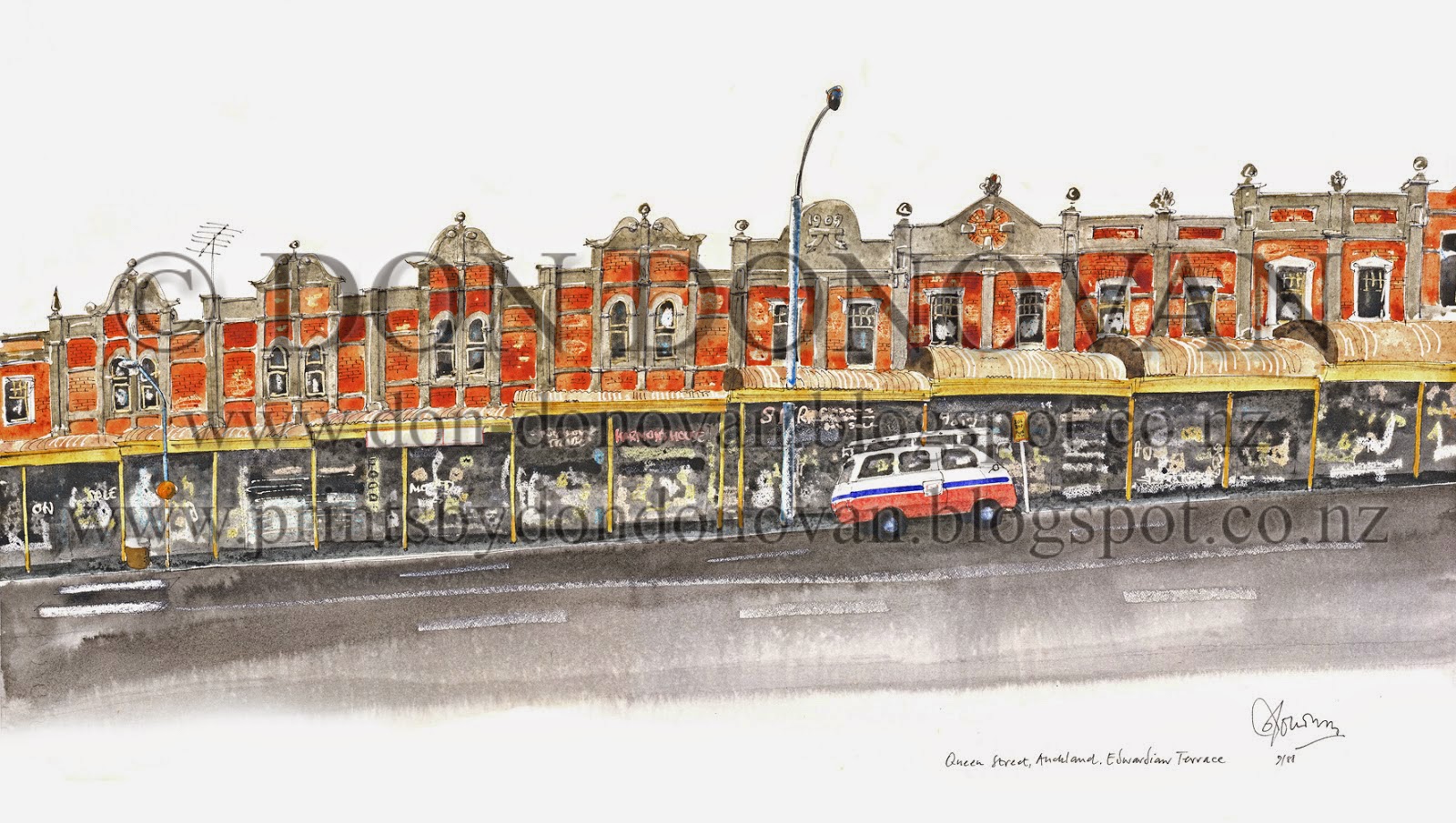 Prints by Don Donovan: Edwardian Terrace of Shops, Queen Street ...