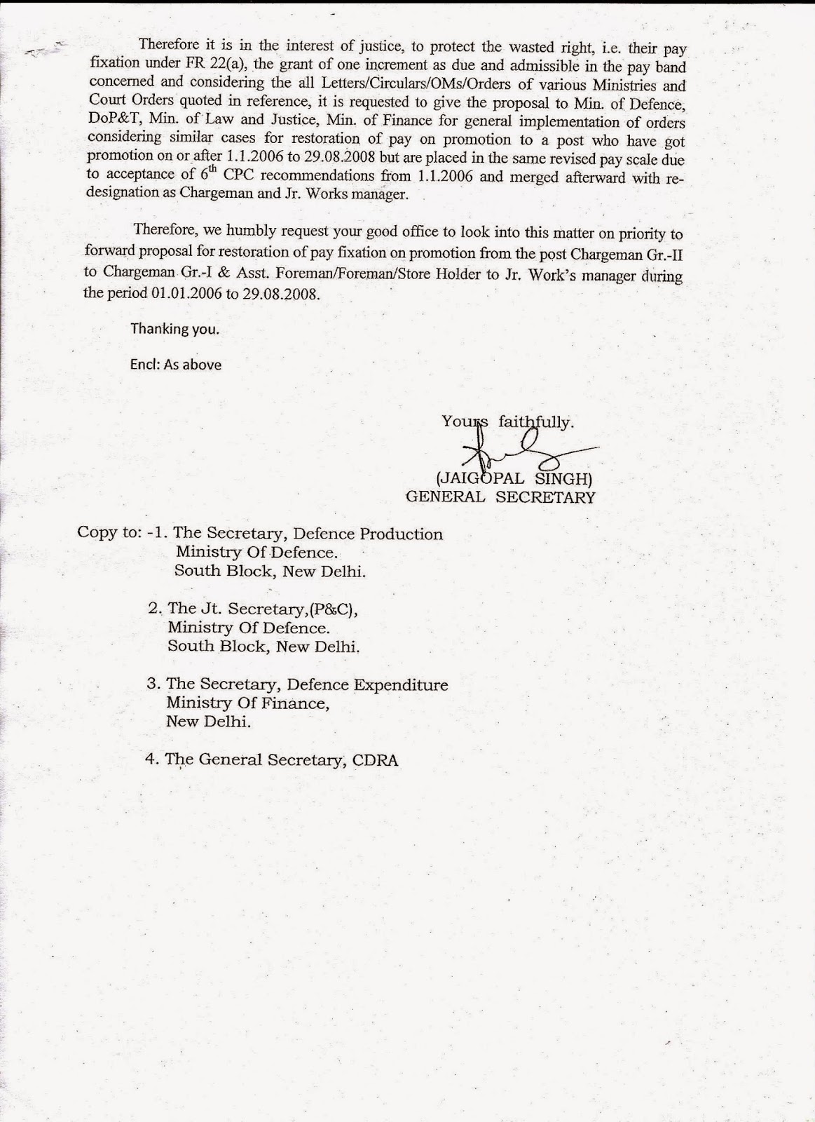National Defence Group B Gazetted Officers Association: LETTER FOR ...