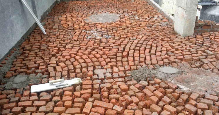 Work procedure-glazed china mosaic type waterproofing for terrace.