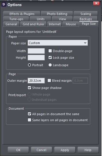 CARA SETTING PAGE OPTIONS PADA XARA DESIGN PRO X11 - Pensil Desain Xara