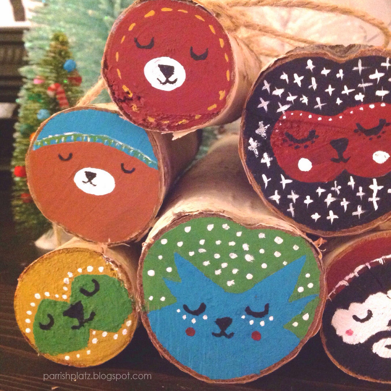 Parrish Platz: Painted Logs Yule Love