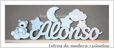 BABY DELICATESSEN LETRAS DE MADERA: ALONSO CON OSITO