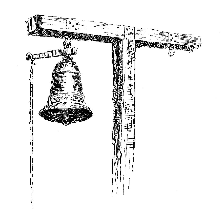 Digital Stamp Design: Free Bell Image Antique Hanging Wooden Post Clip Art