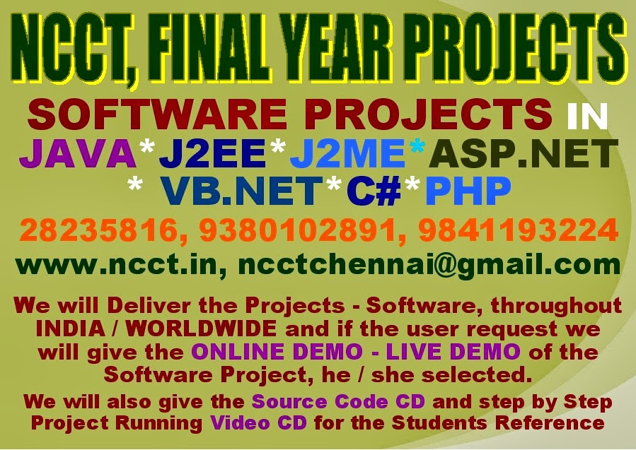 NCCT - PROJECT IMAGE GALLERY: BE Btech Projects, BE Btech Final Year Projects, BE Btech Project ...