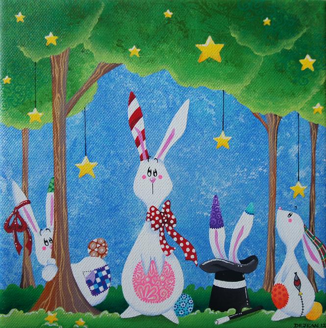 URSULA DEJEAN: Les lapins dans la forêt magique...