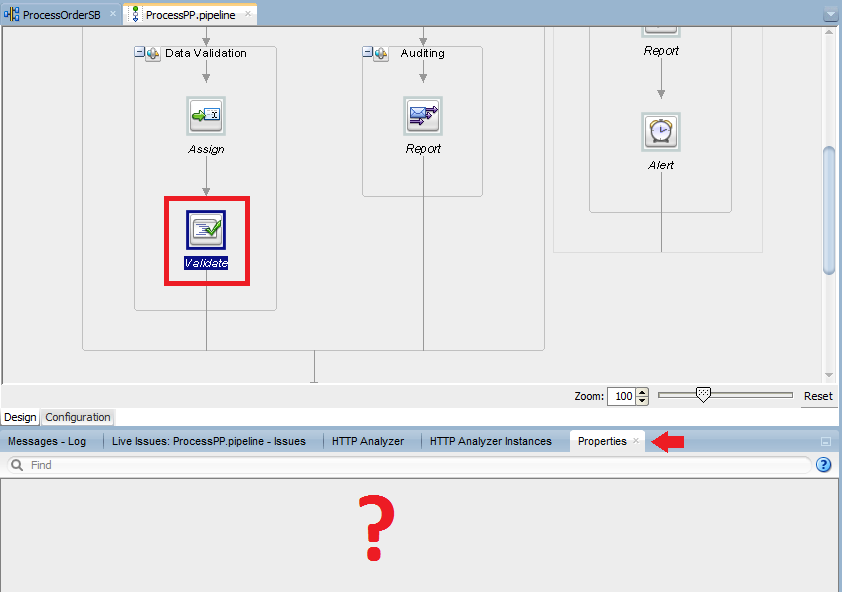 Bineonary Property Window Of Pipeline Component Not Showing In Jdeveloper 12c