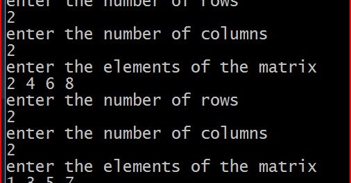 C Programs Operator Overloading Addition Subtraction Of Matrices