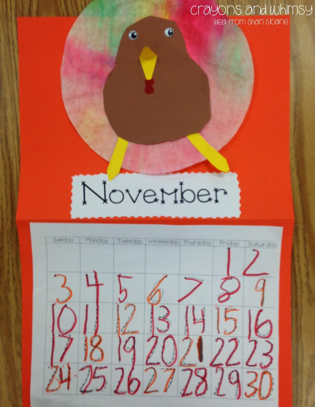 November Calendar {with the Numbers as a Freebie} - Crayons and Whimsy