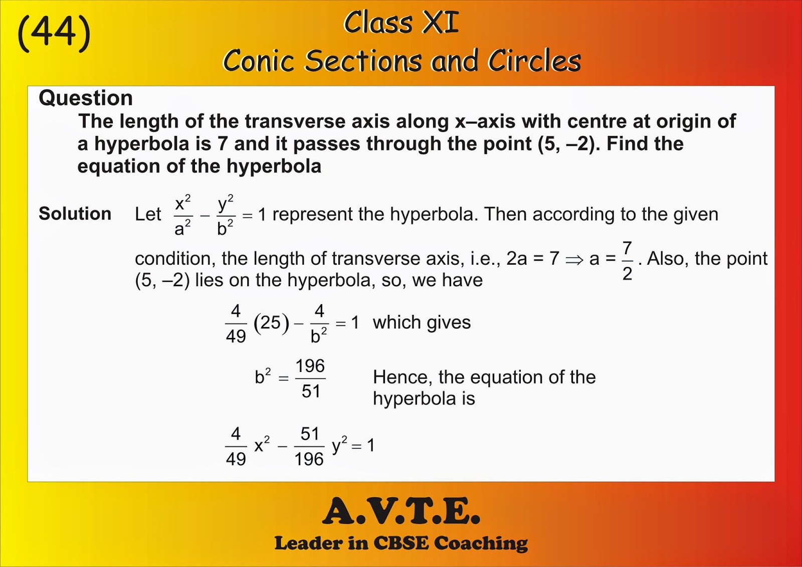 Class XI Slide 44 Conic Sections and Circles mathematics