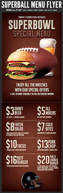 Super Bowl American Football Menu Flyer Super Bowl American Football Menu Flyer