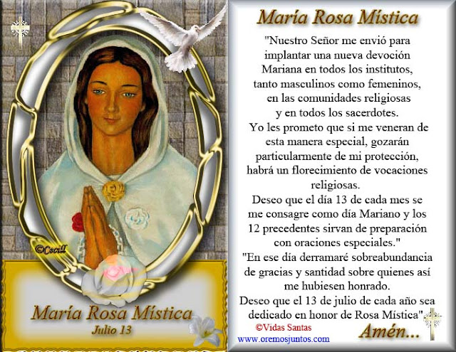 Imágenes de Cecill: Virgen María Rosa Mística, Estampita y Oración