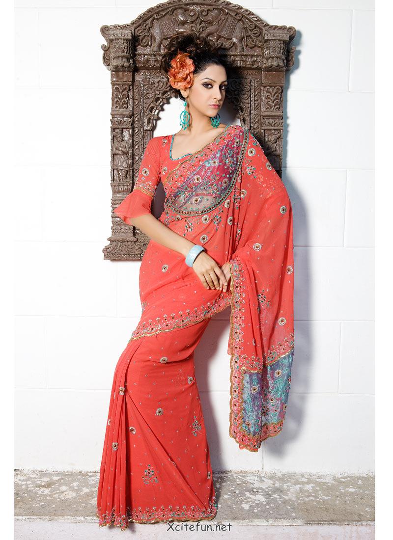 Diva Beauty Box Indian Georgette Party Wear Embroidered Saree Beautiful Collection
