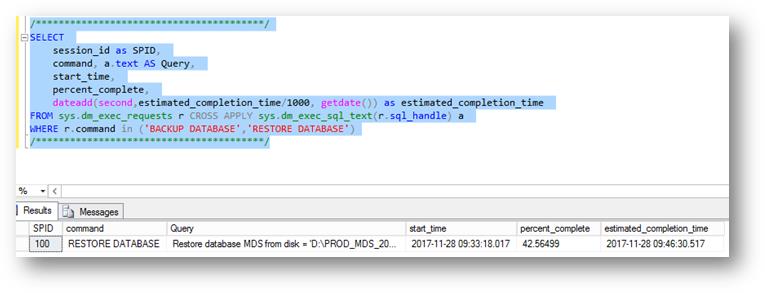 Knowledge Sharing: How to determine the progress of a SQL Server backup ...
