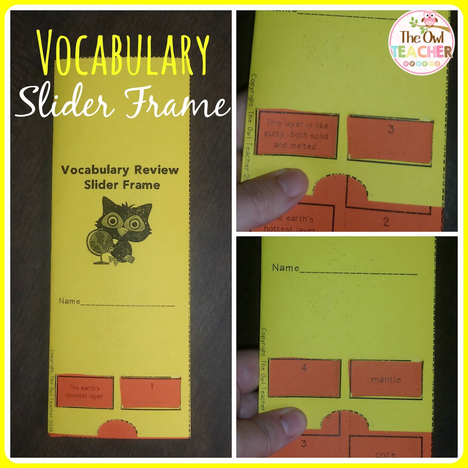 Classroom Freebies Too: Vocabulary Slider