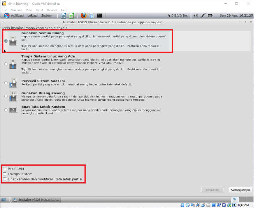 Instal Linux IGOS Nusantara Menggunakan Virtual Box