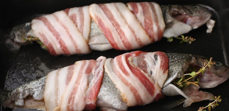 in the Hopeful Kitchen: Grilled, Bacon-Wrapped Trout