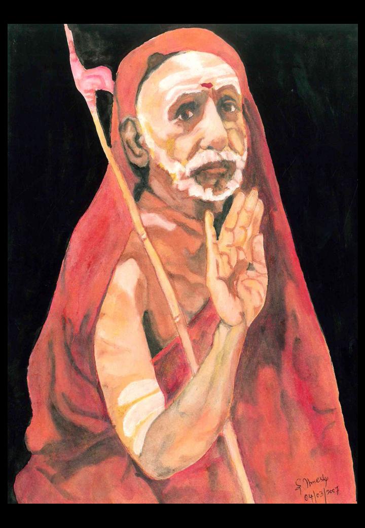Mahaperiyava Paintings: Mahaperiyava One Hand Ashirvadham