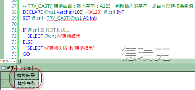 德瑞克：SQL Server 學習筆記: SQL Server 2012 ：認識 TRY_CAST 轉換函數