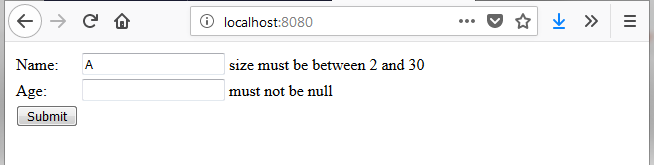 Spring Boot, Spring MVC, Thymeleaf Input Form Validation