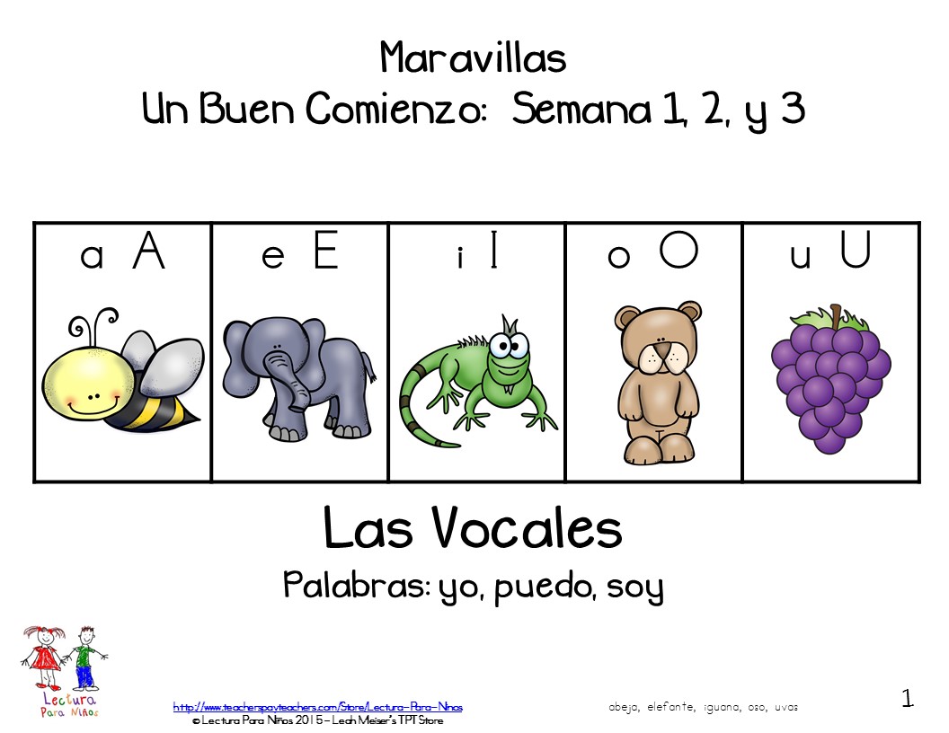Mommy Maestra: Free Booklet for Vowel Recognition in Spanish