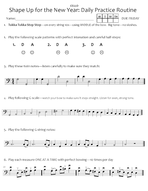 Orchestra Classroom: Beginning String Orchestra New Years Practice Routine