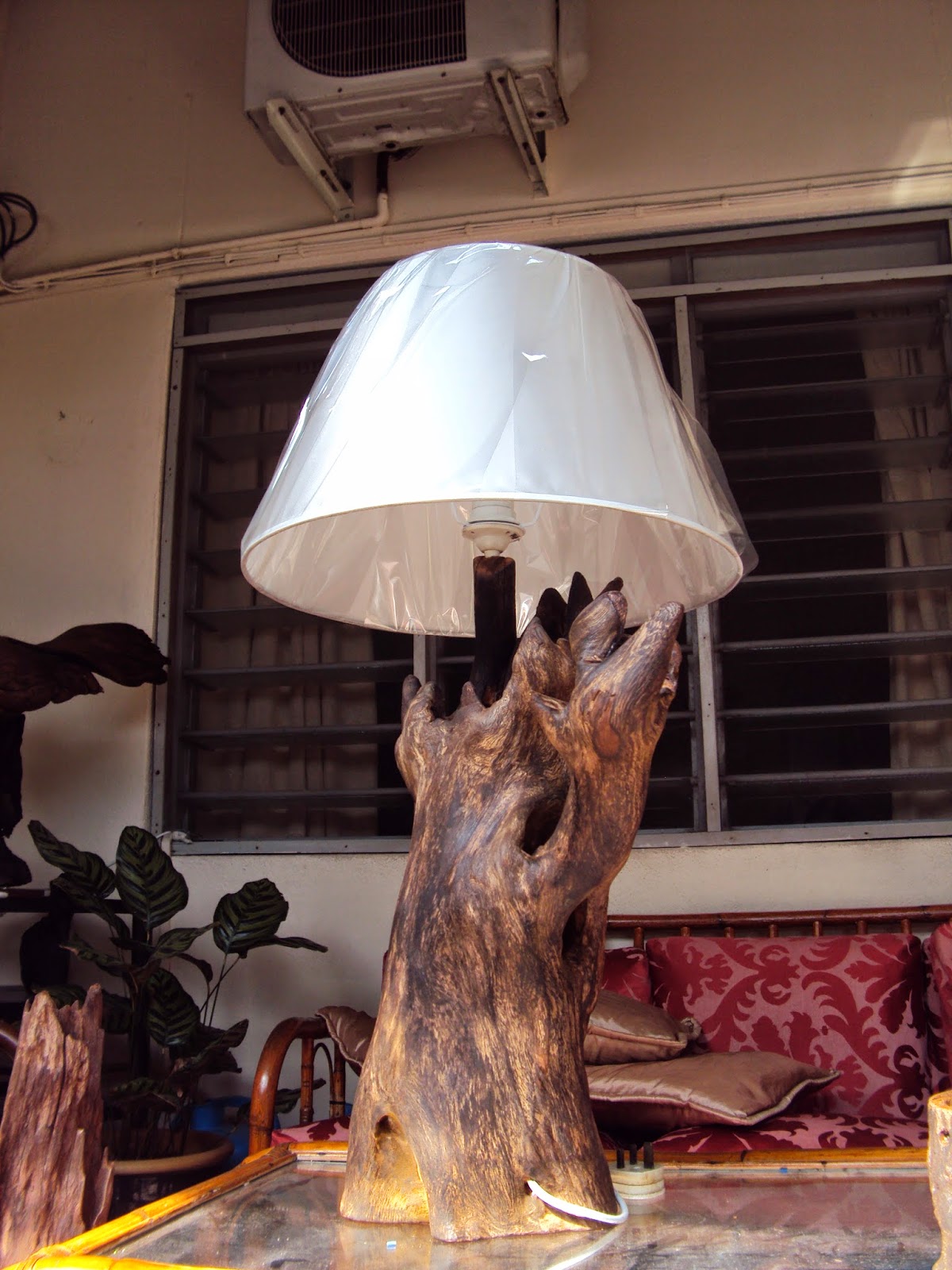 Malaysian Natural Wood Furnitures: Natural Wood Lamp Shade