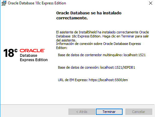 Cómo instalar Oracle Database 18c Express Edition para Windows