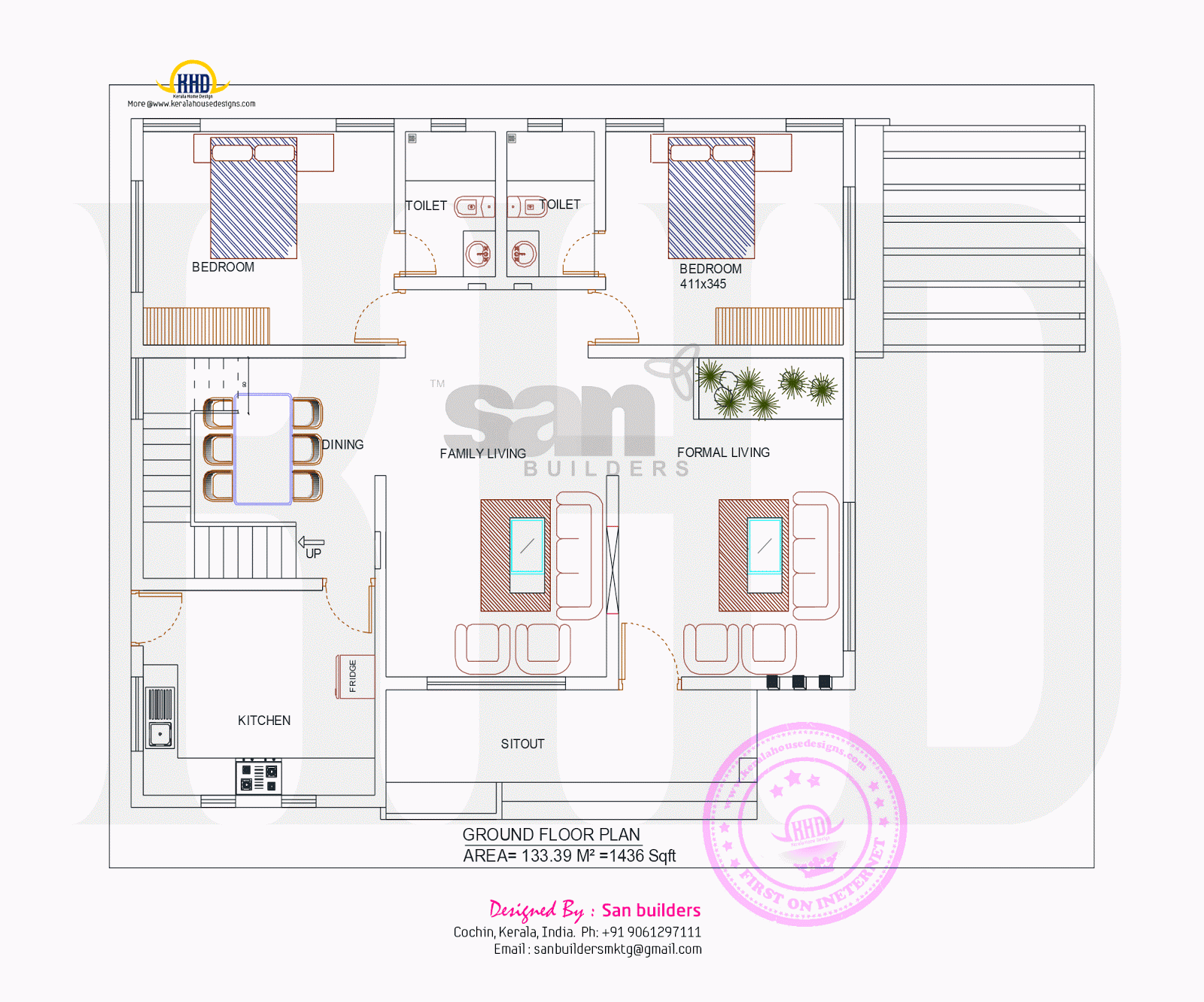 House plan and elevation by San builders - Kerala Home Design and Floor ...