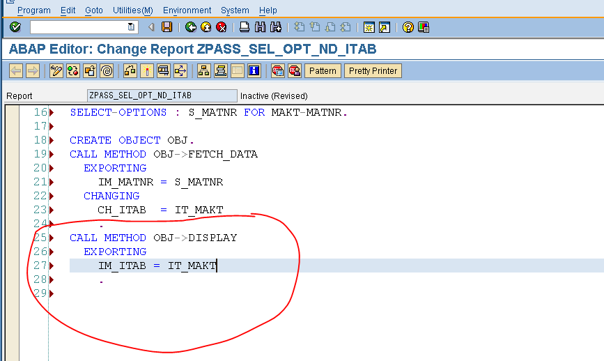 SAP TECH: Global Class : Passing parameters ( Select-Options and Internal table ) to methods