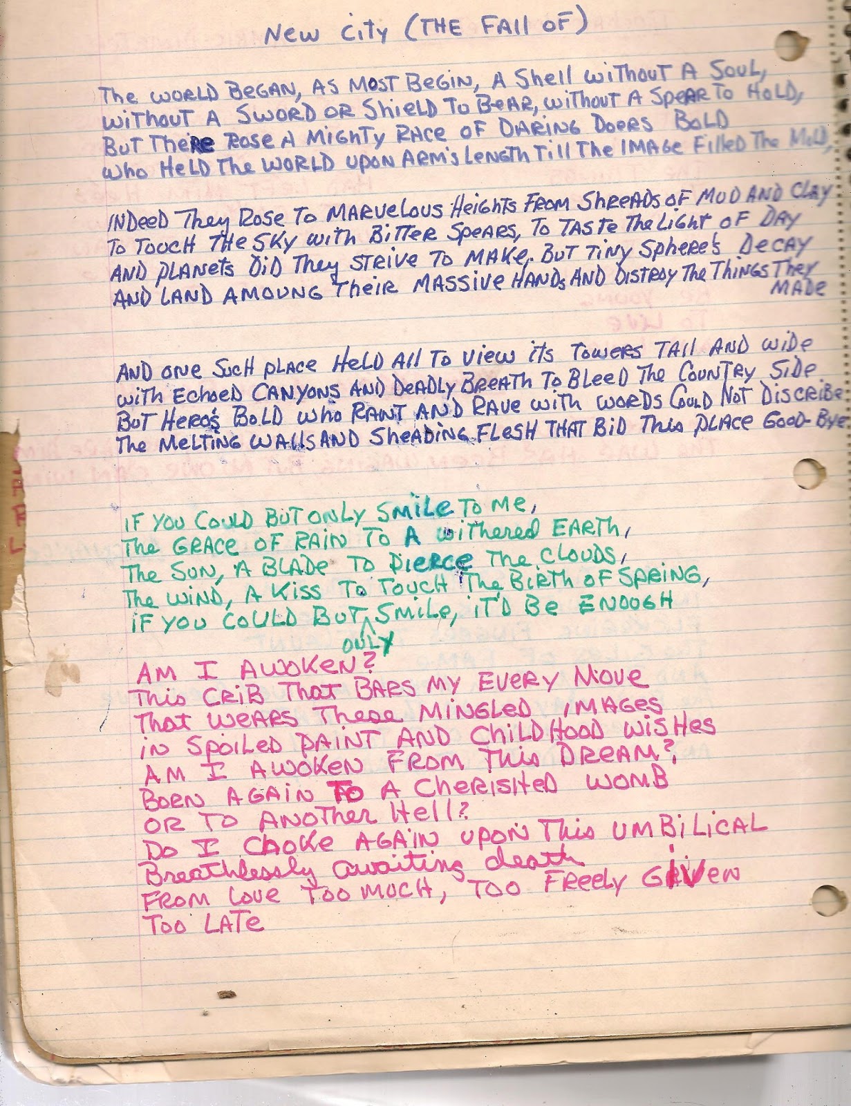 Poems: college notebooks: poetry studies