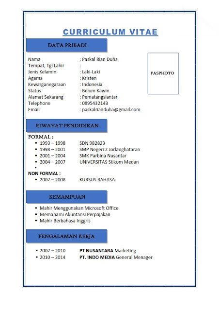 Download Contoh Curriculum Vitae (CV) Microsoft Word Docx - Goliketrik