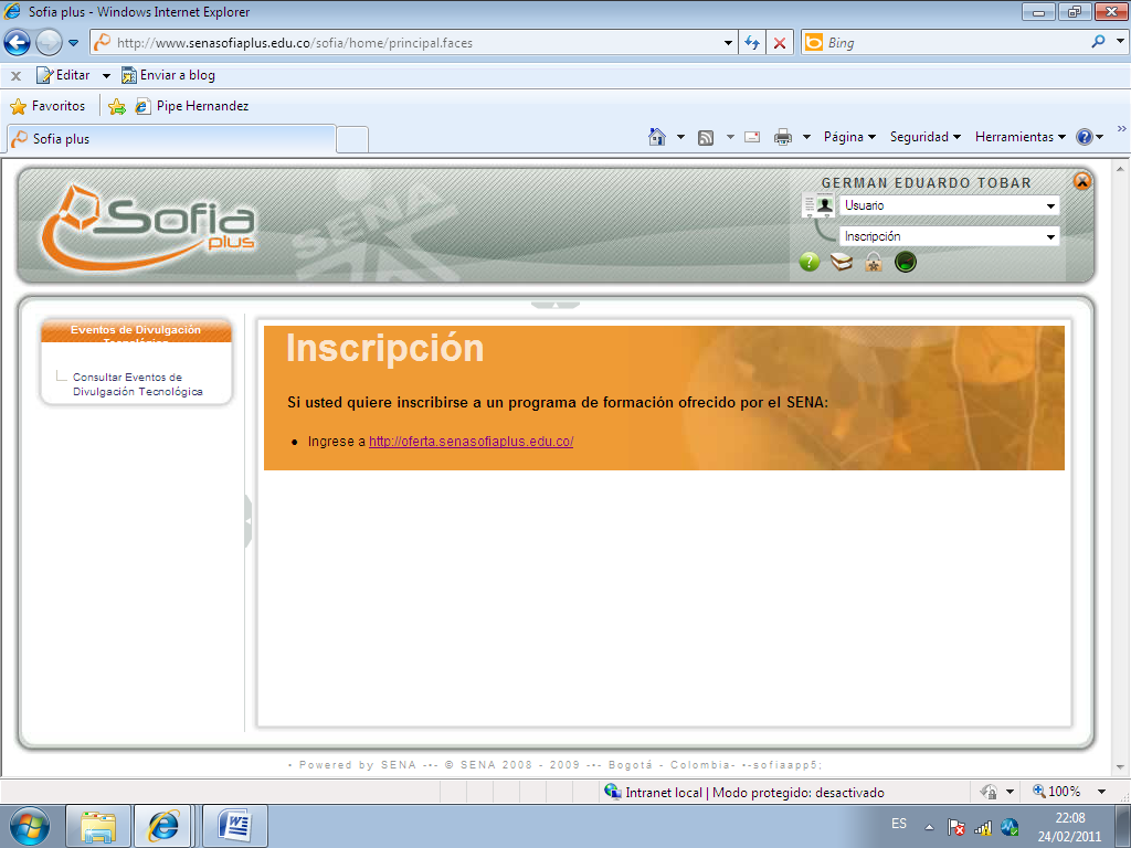 Aprendiz Sena: Pantallazo Mi Sena, Sofia plus de German Tobar Arias