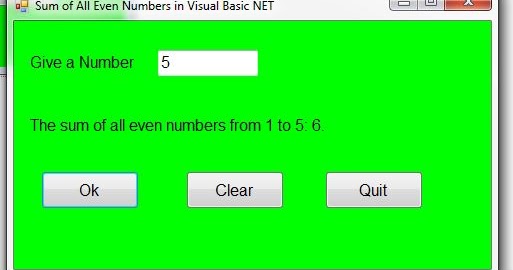 Free Programming Source Codes And Computer Programming Tutorials Sum Of Even Numbers In Visual