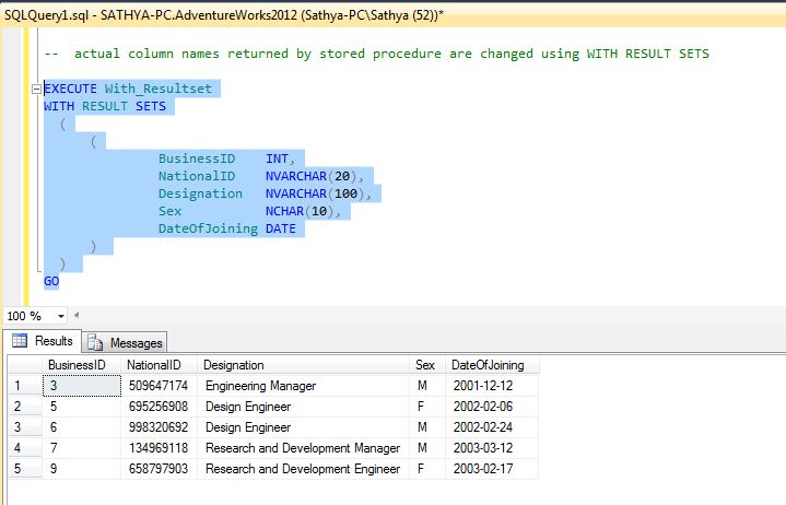 All About Sqlserver Sql Server 2012 With Result Sets