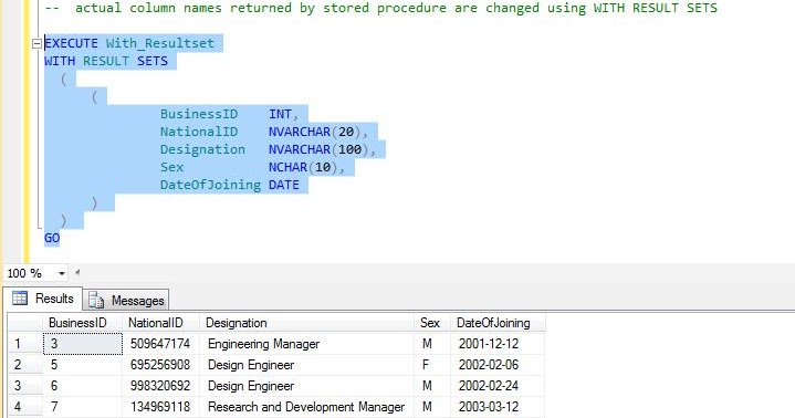 All about SQLServer: SQL Server 2012 - WITH RESULT SETS