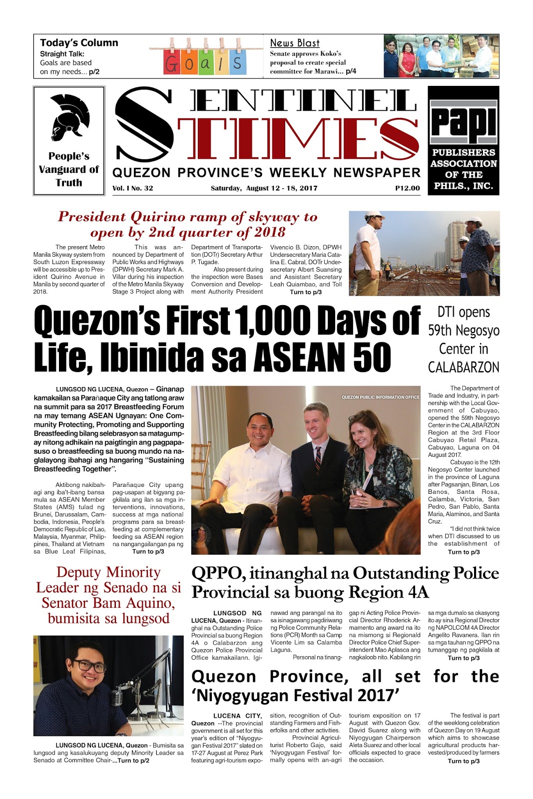 Sentinel Times August 12 - 18, 2017 Vol. I No. 32 - Sentinel Times