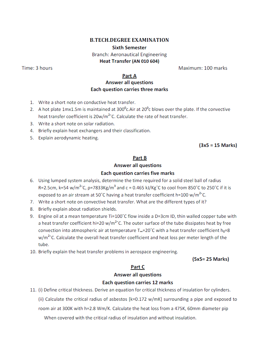 Mahatma Gandhi University B.TECH Aeronautical Engineering Sixth ...