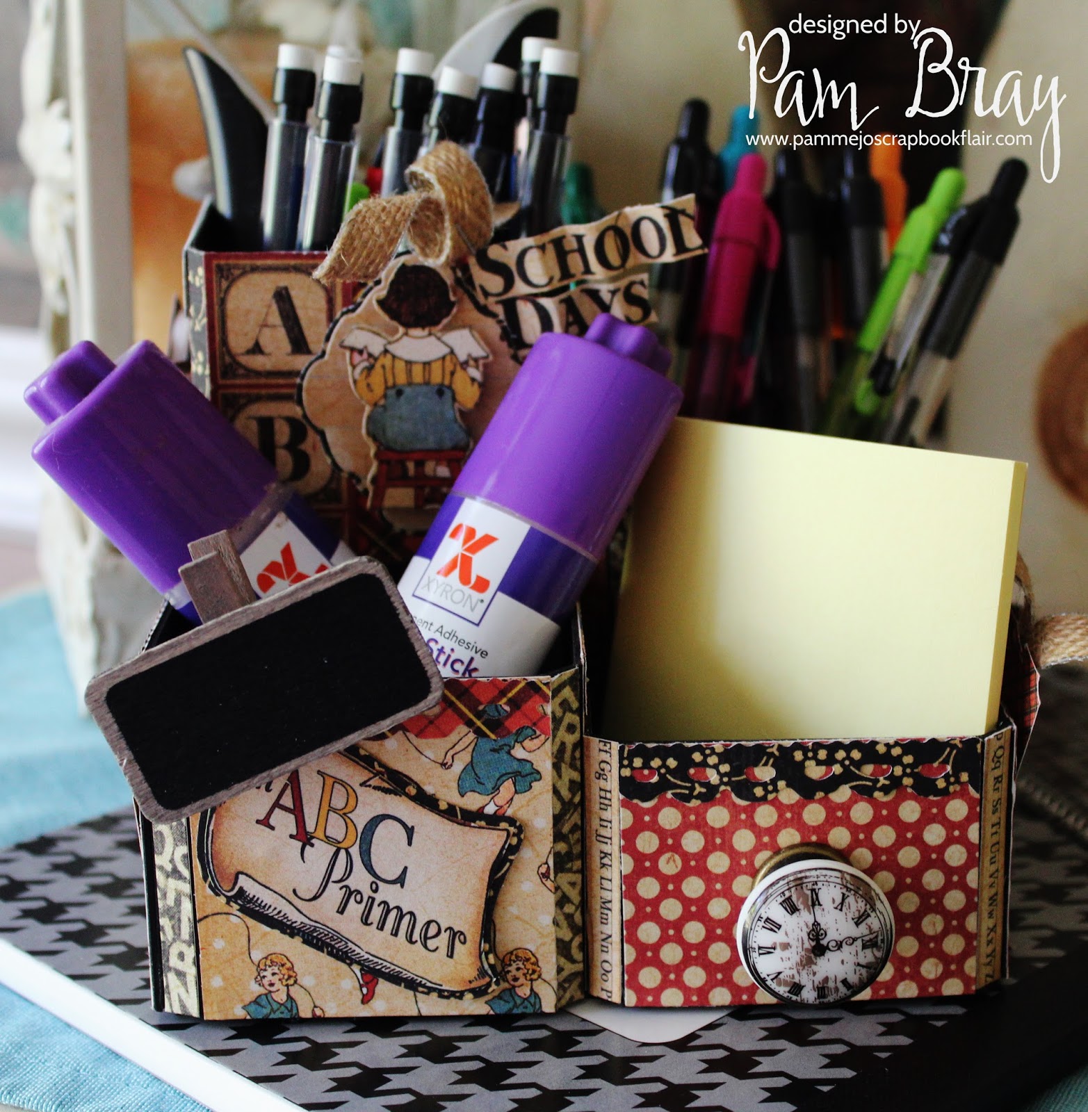 Pam Bray Designs: A Girl with Flair: Desktop School Organizer with ...