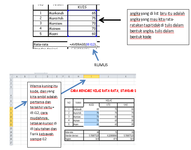 Tugas: cara mencari nilai rata-rata , standar deviasi dan ragam beserta ...
