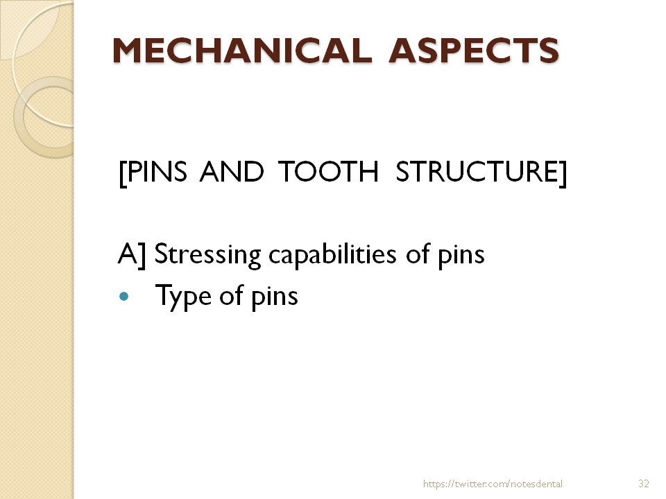 Dental Notes: Pin Retained Restorations NOTES