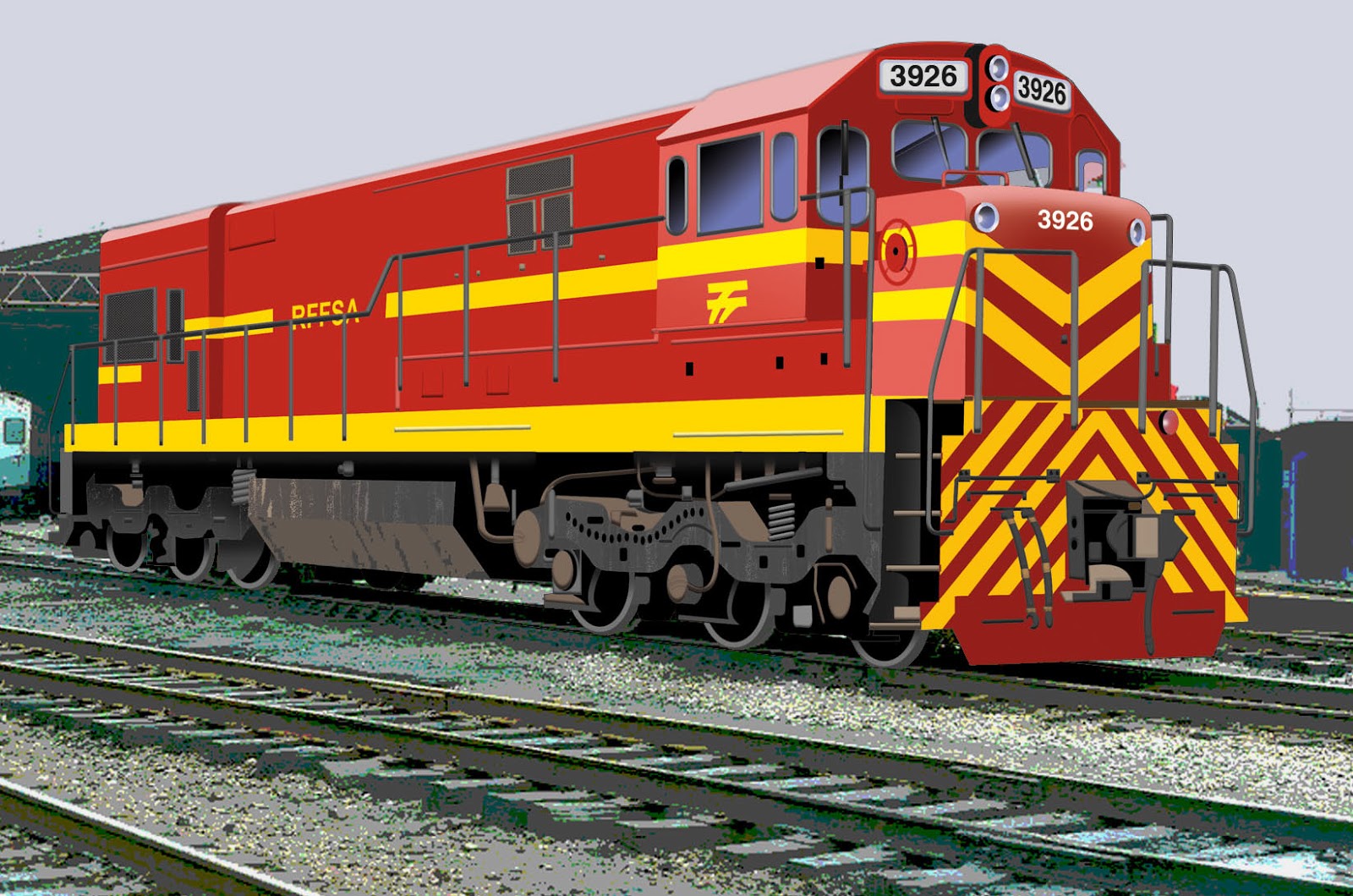 ILUSTRACIONES TRENES M. CONDE: LOCOMOTORA GE U23C