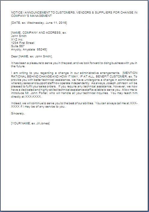 Administrative Change Letter Format